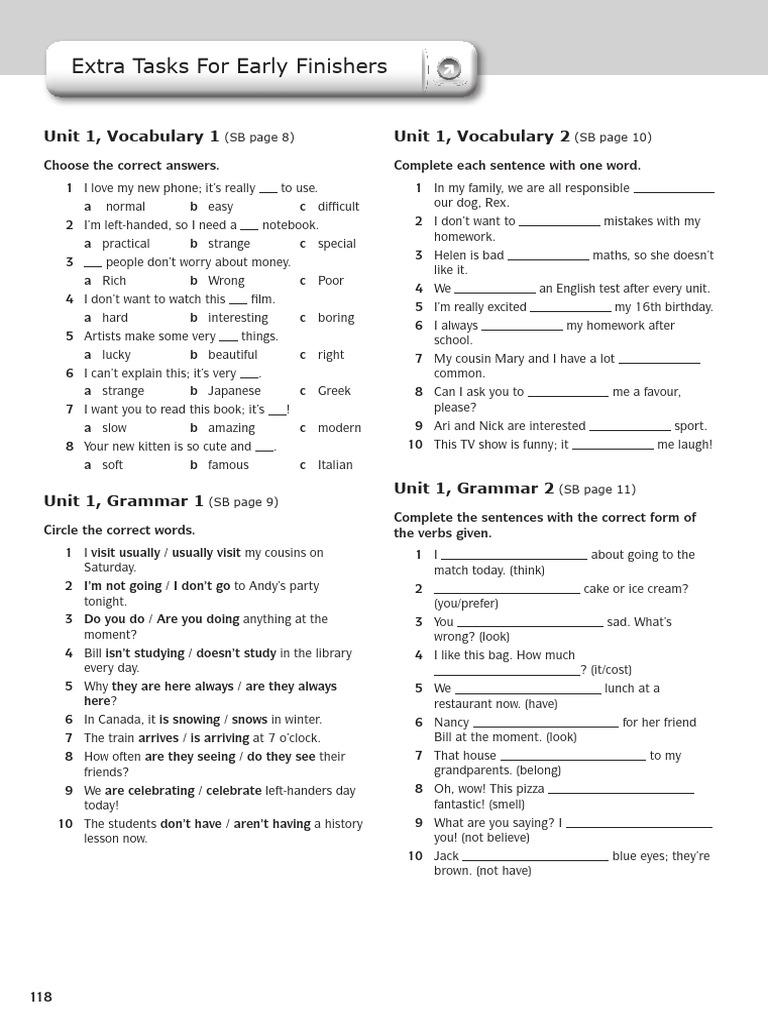 Early Finishers' Extra Tasks Guide | PDF