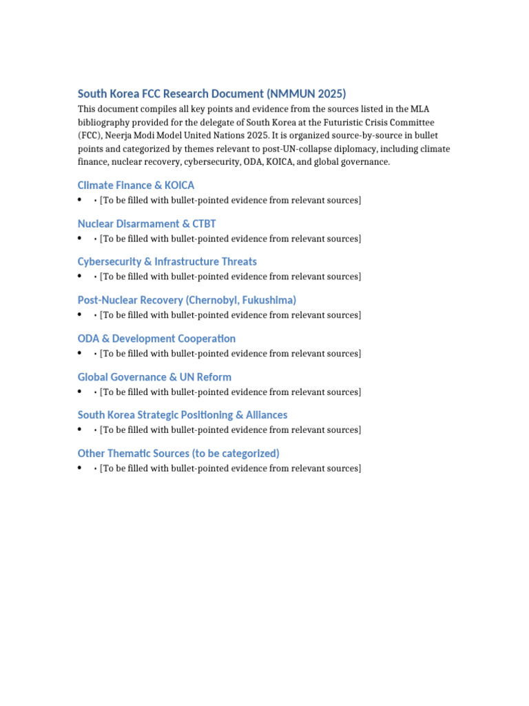 South Korea FCC Research NMMUN25 | PDF
