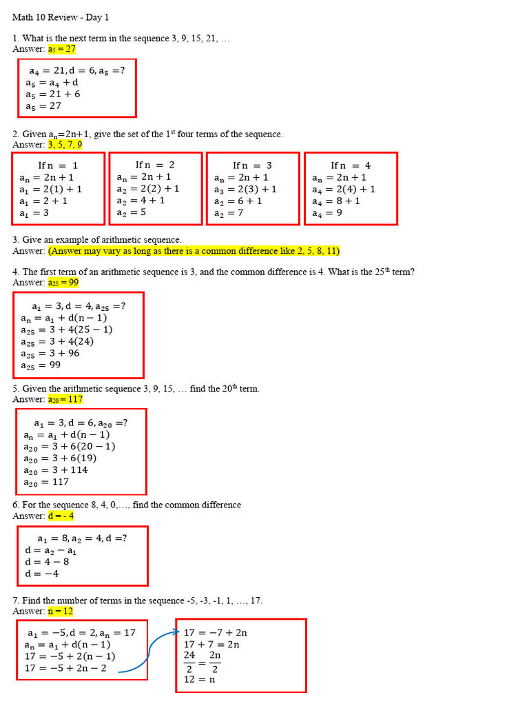 Math 10 Review Answer Key | PDF | Mathematics | Number Theory