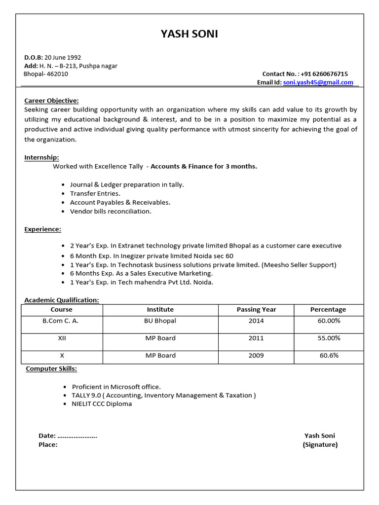 Yash Soni C.V.1 | PDF