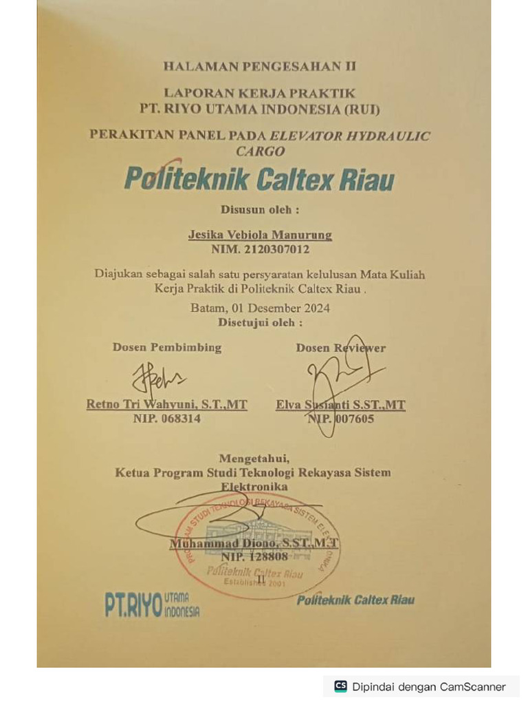 Lembar Pengesahan Kampus KP Jesika | PDF