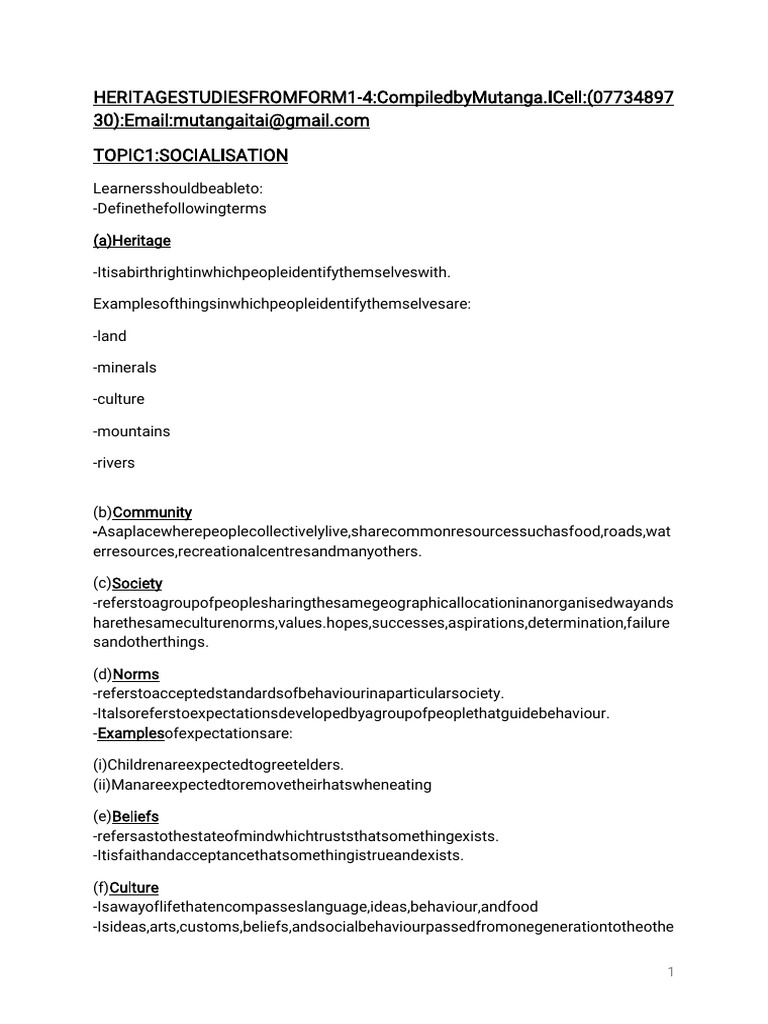 Edited Heritage Notes (Form 3-4) | PDF | Psychological Concepts ...