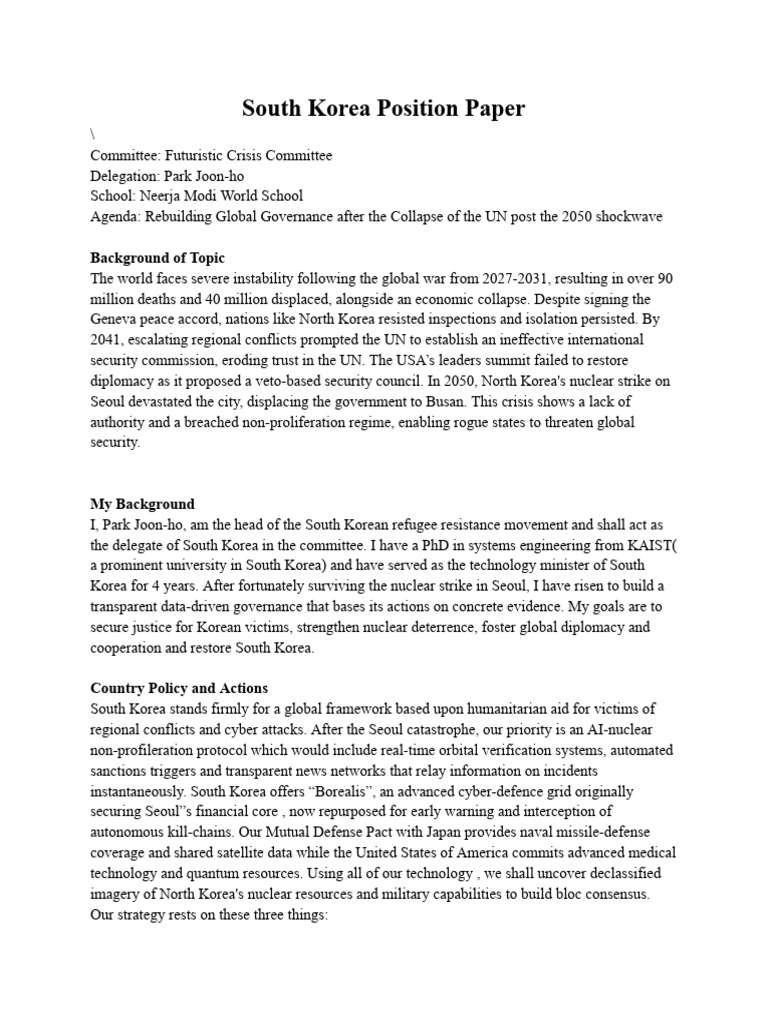 Position Paper FCC Final | PDF | World Politics | South Korea