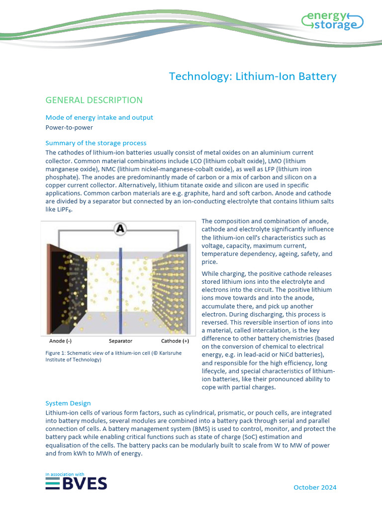 FactSheet Electrochemical Li-Ion | PDF | Lithium Ion Battery | Electricity