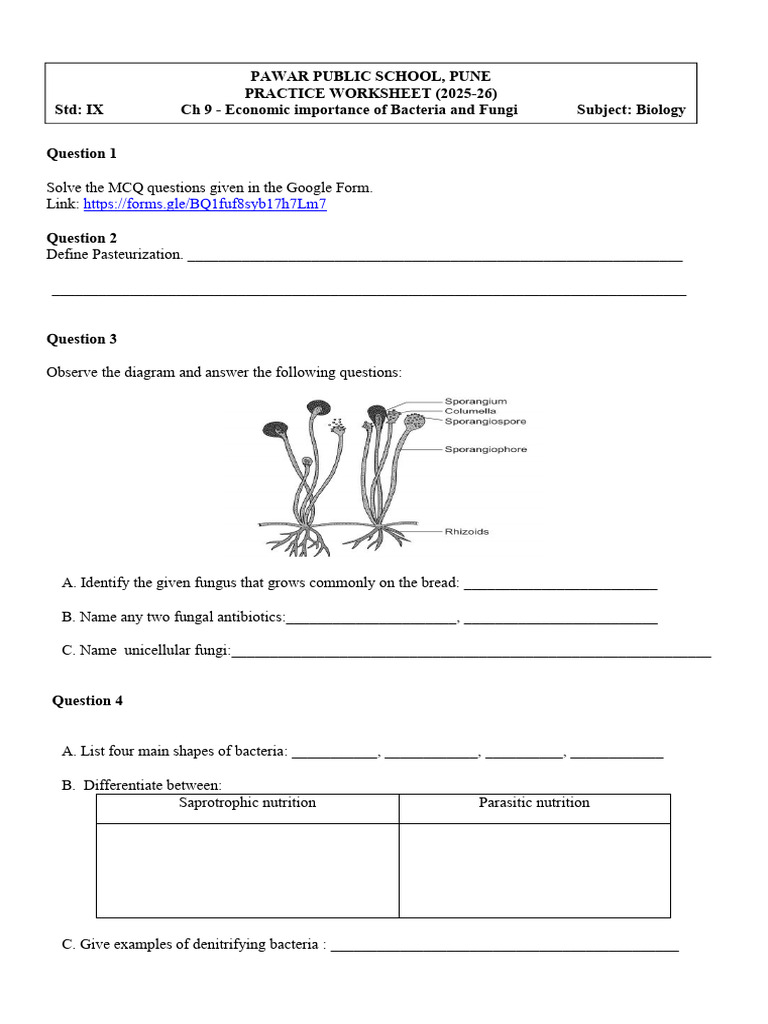 Bio STD 9 CH 9 Practice WS 2025-26$20250707150734 | PDF