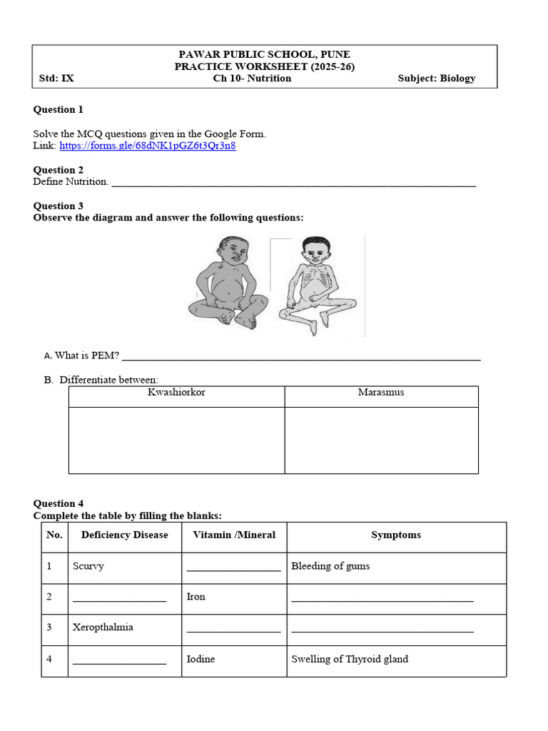 Bio STD 9 CH 10 Practice WS 2025-26 $20250802075517 | PDF