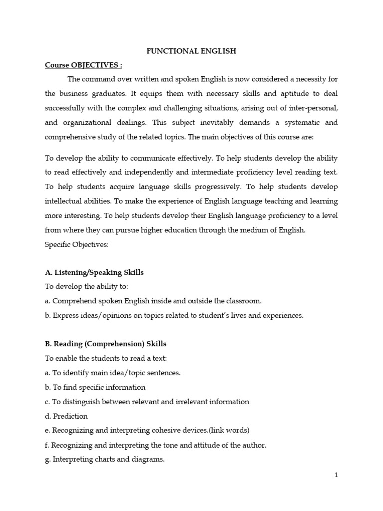 Overview of Functional English Course | PDF | English Language | Semantics