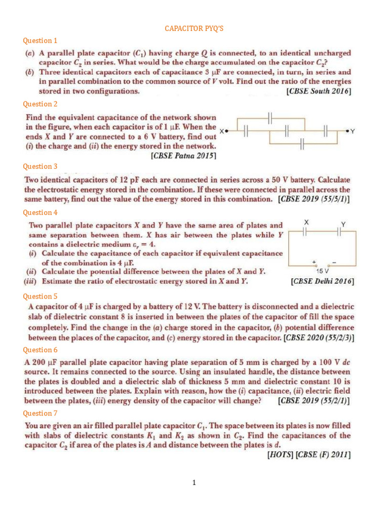 Capacitor Pyq | PDF