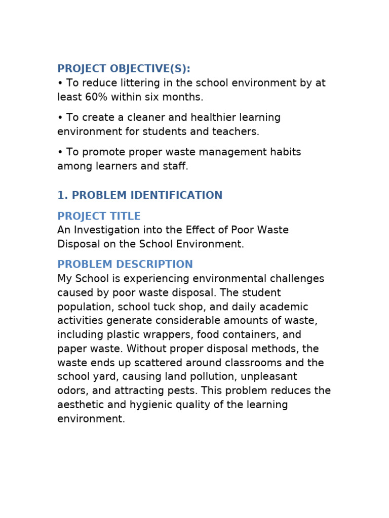Reducing School Litter with Waste Bins | PDF | Waste Management | Waste