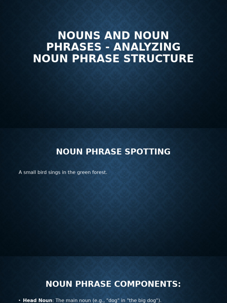 Nouns and Noun Phrases - Analyzing Noun Phrase Structure | PDF