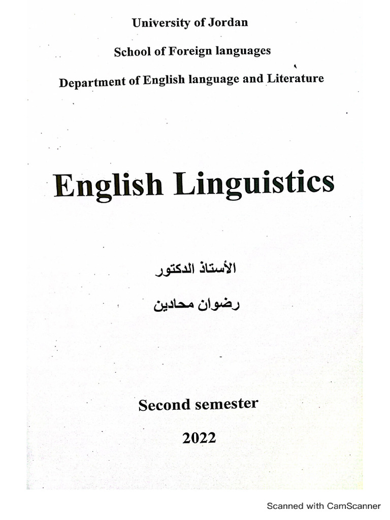 English Linguistics . | PDF