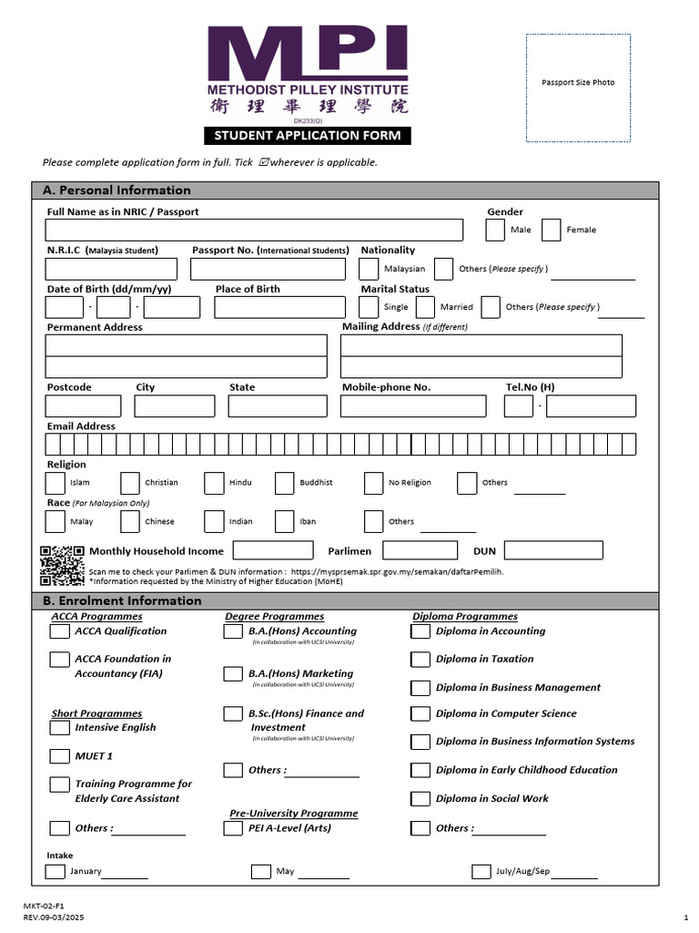 Student Application Form: A. Personal Information | PDF | Indemnity | Fee