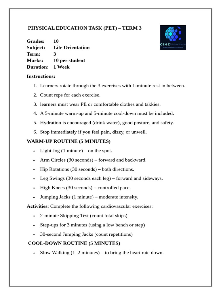 Physical Education Task-1 | PDF