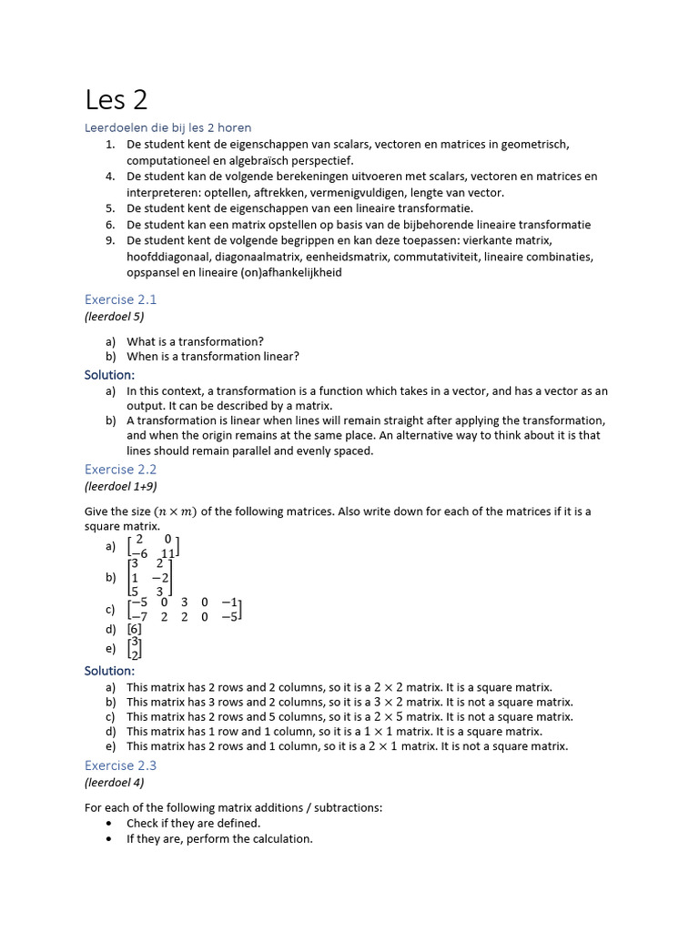 Matrix Operations and Transformations | PDF | Matrix (Mathematics ...