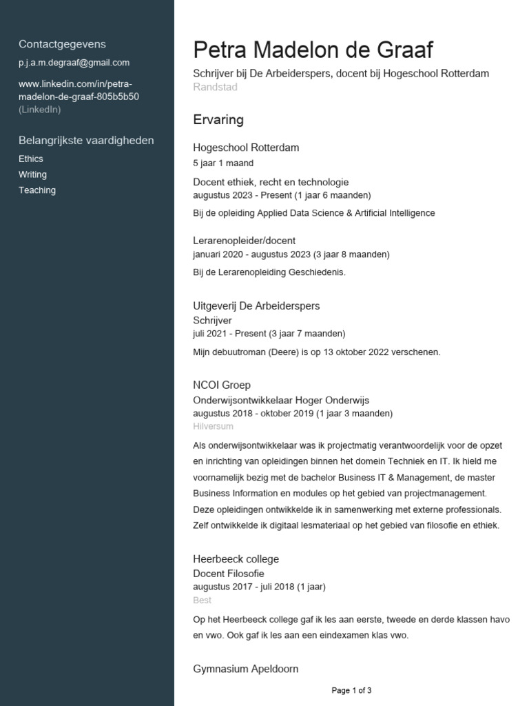 CV Anonimisering 1 - Petra de Graaf | PDF