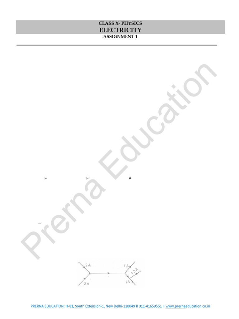 Physics Electricity Assgn 1 | PDF | Electric Current | Physical Phenomena