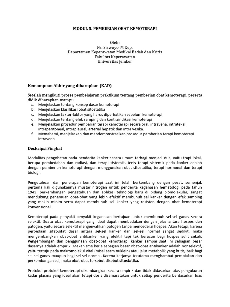 Modul Kemoterapi | PDF