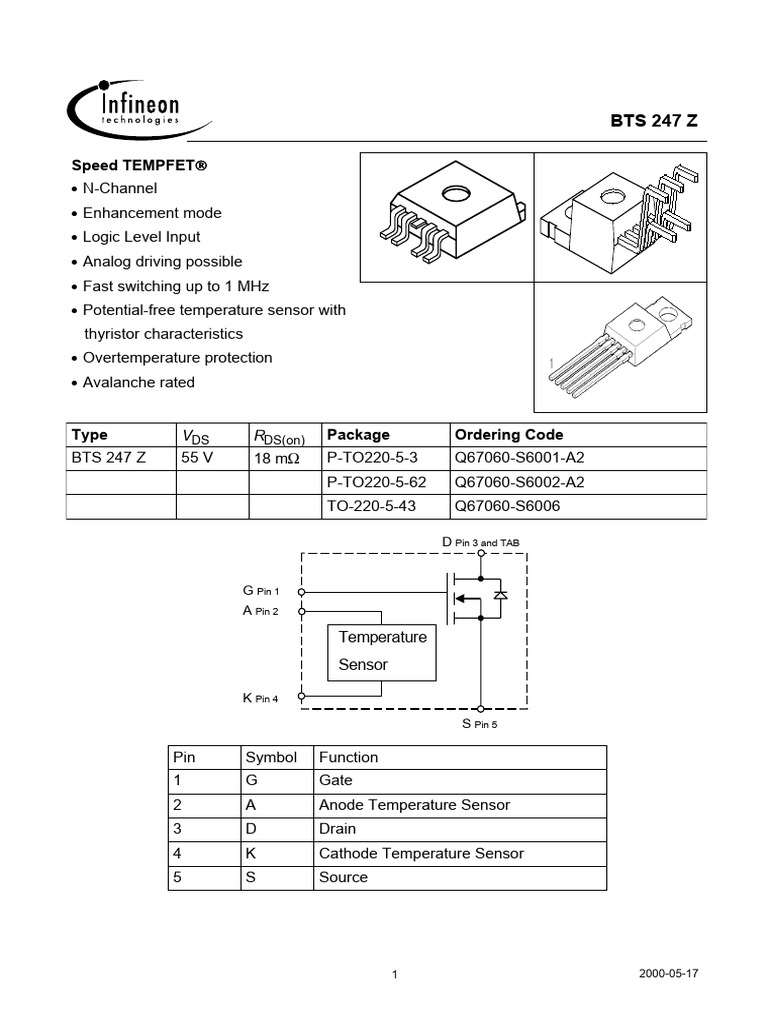 BTS 247 Z Speed TEMPFET Datasheet | PDF | Diode | Electricity
