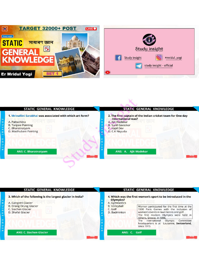 2000 Static GK Study Insight Part 1 | PDF