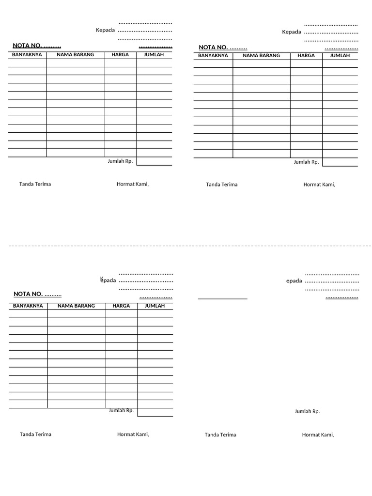 Contoh Nota Catering Sederhana | PDF