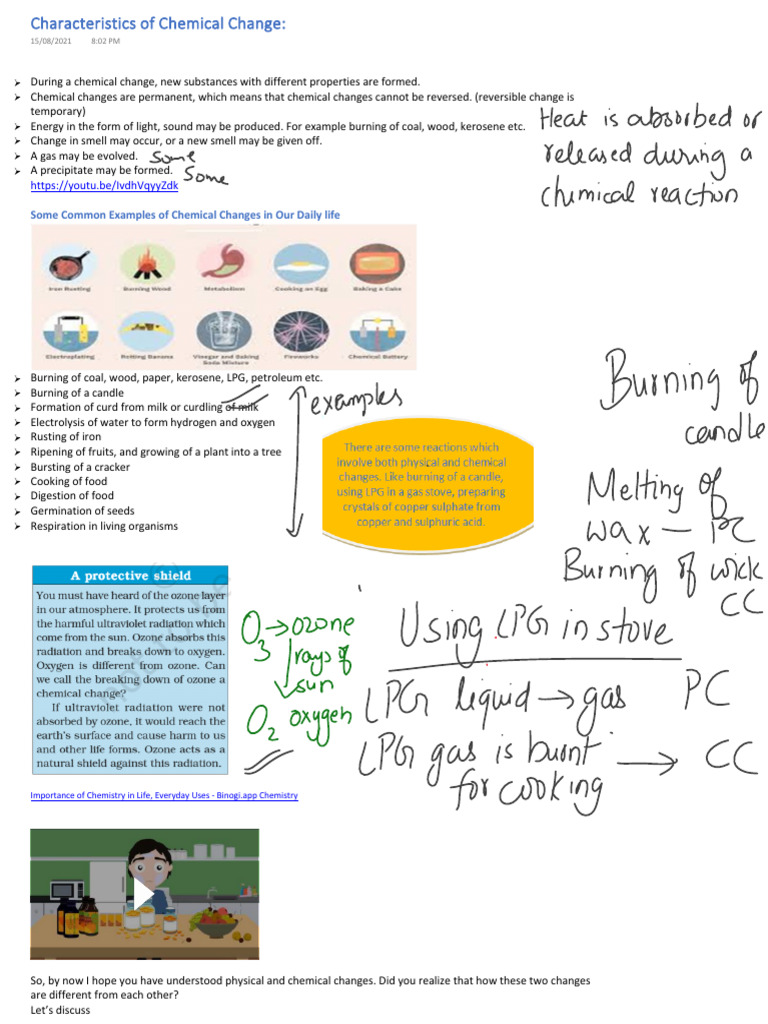 Characteristics of Chemical Changes | PDF