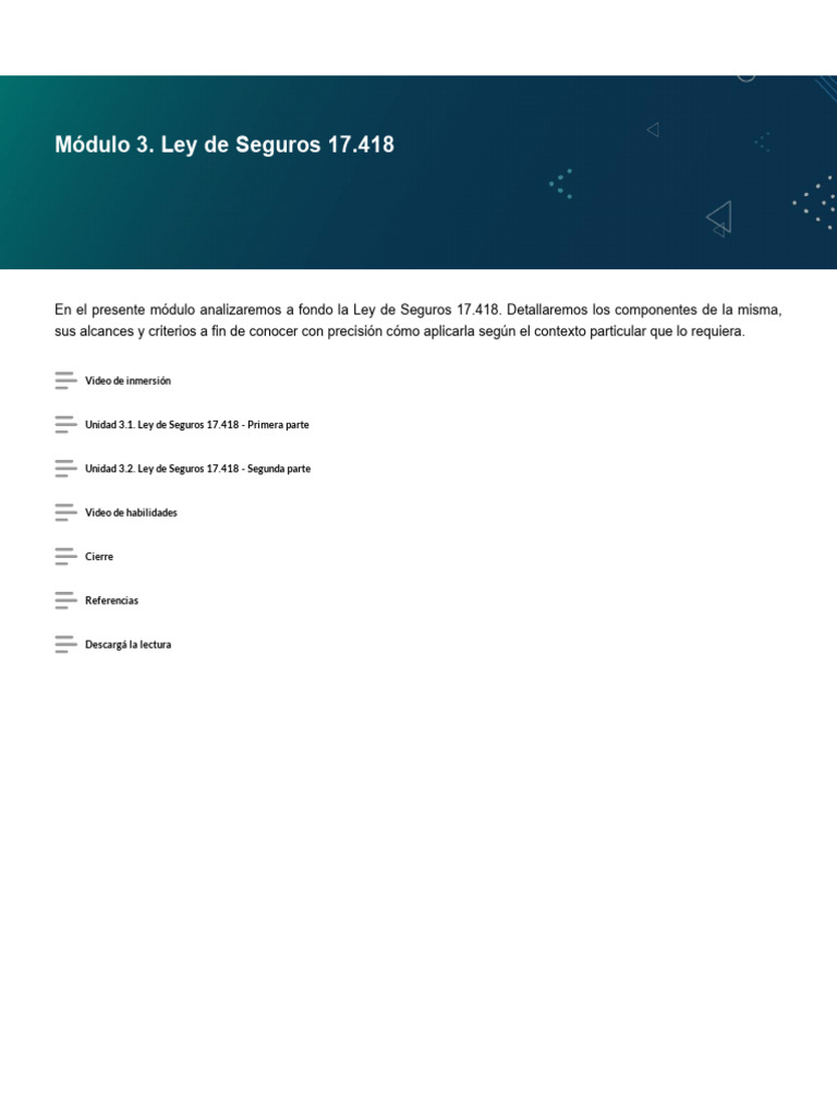Módulo 3. Ley de Seguros 17.418 | PDF | Póliza de seguros | Seguro