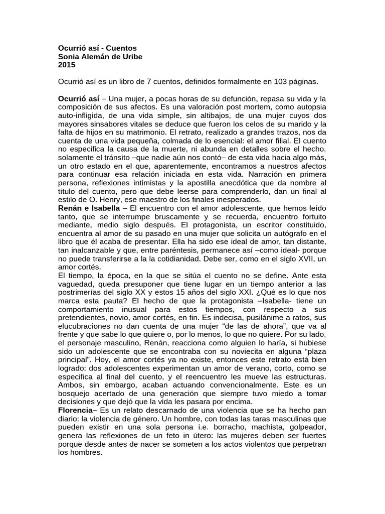 Cuentos de vida y reflexión en "Ocurrió así" | PDF | Fantasía | Amor