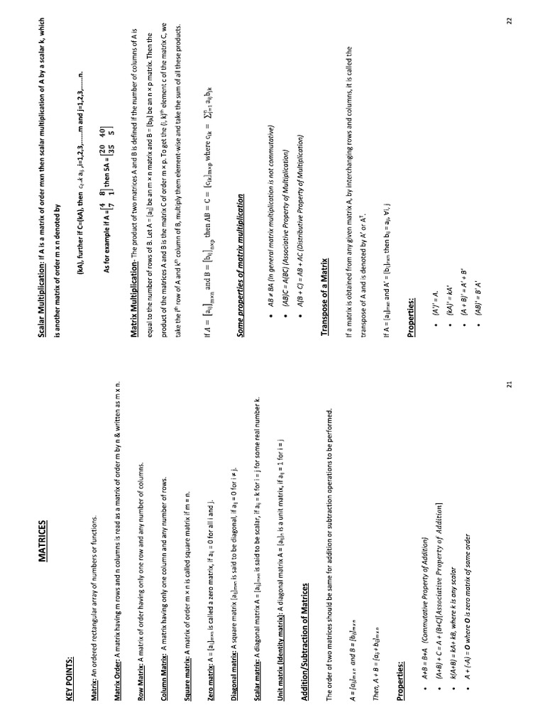 Matrix Notes | PDF