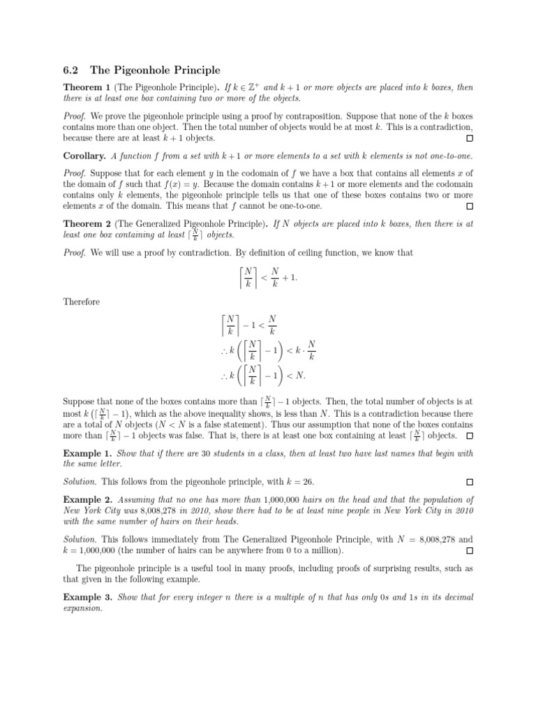 Understanding the Pigeonhole Principle | PDF | Function (Mathematics ...