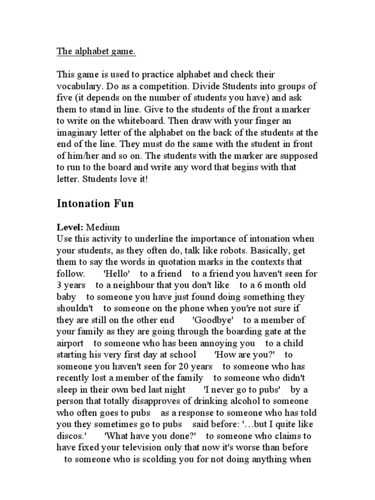 Intonation Fun: Level: Medium | PDF | Grammar | Cognitive Science