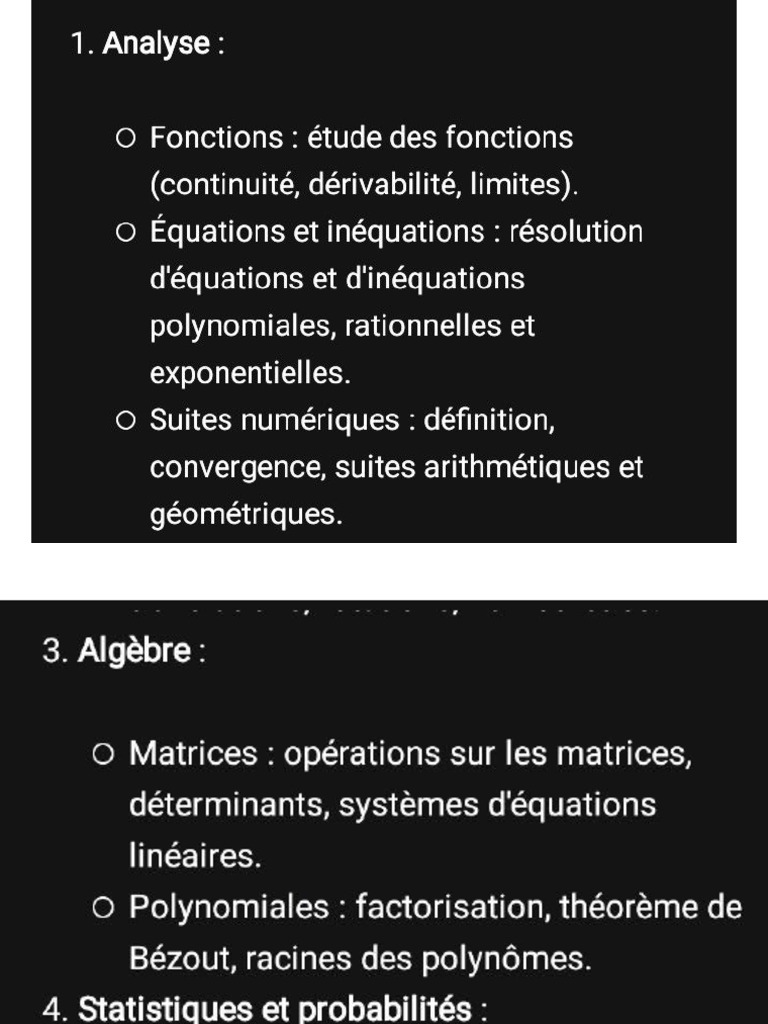 Programme de Maths Terminale B | PDF