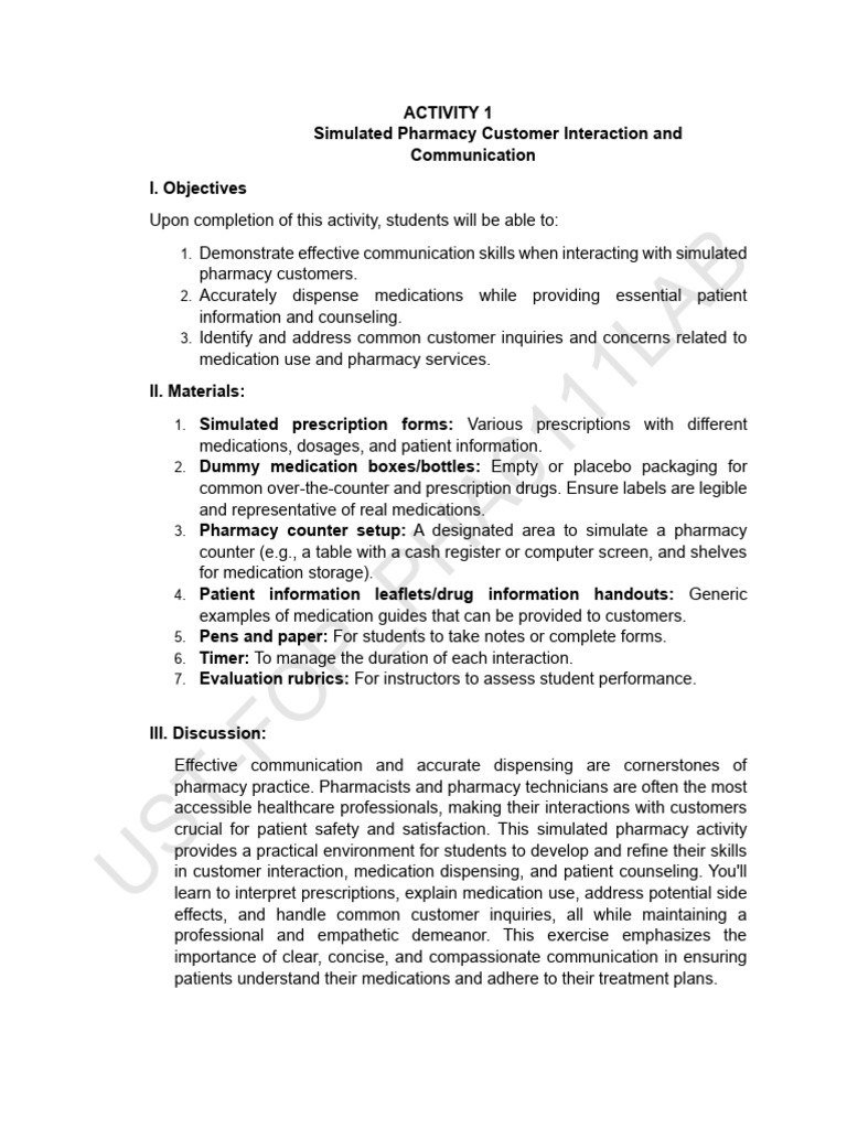 Dispensing Lab Activity 1 | PDF | Pharmacy | Over The Counter Drug