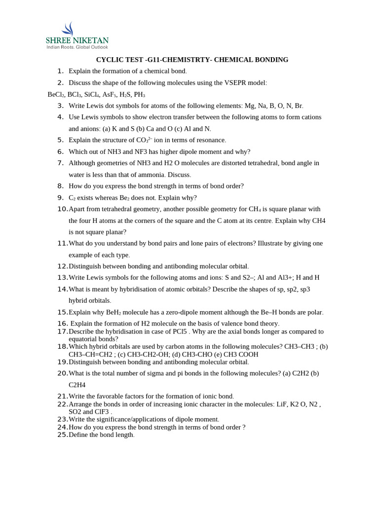 G11 Chemistry: Chemical Bonding Concepts | PDF