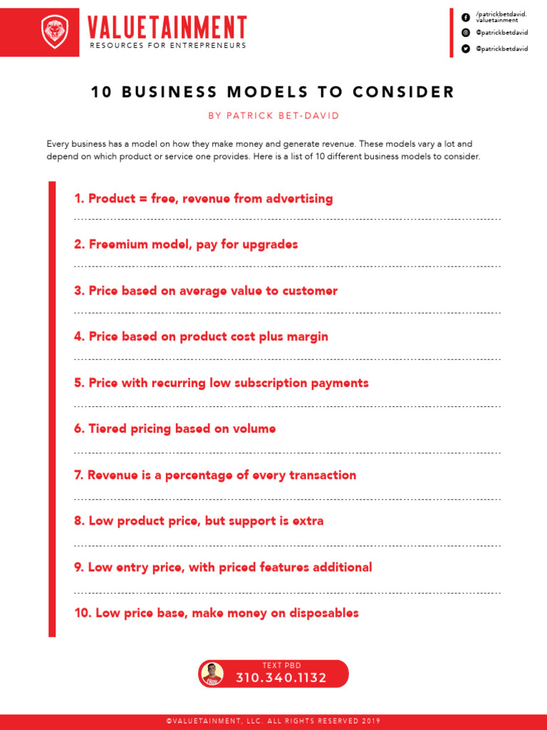 10 Business Models For Every Entrepreneur Removed | PDF