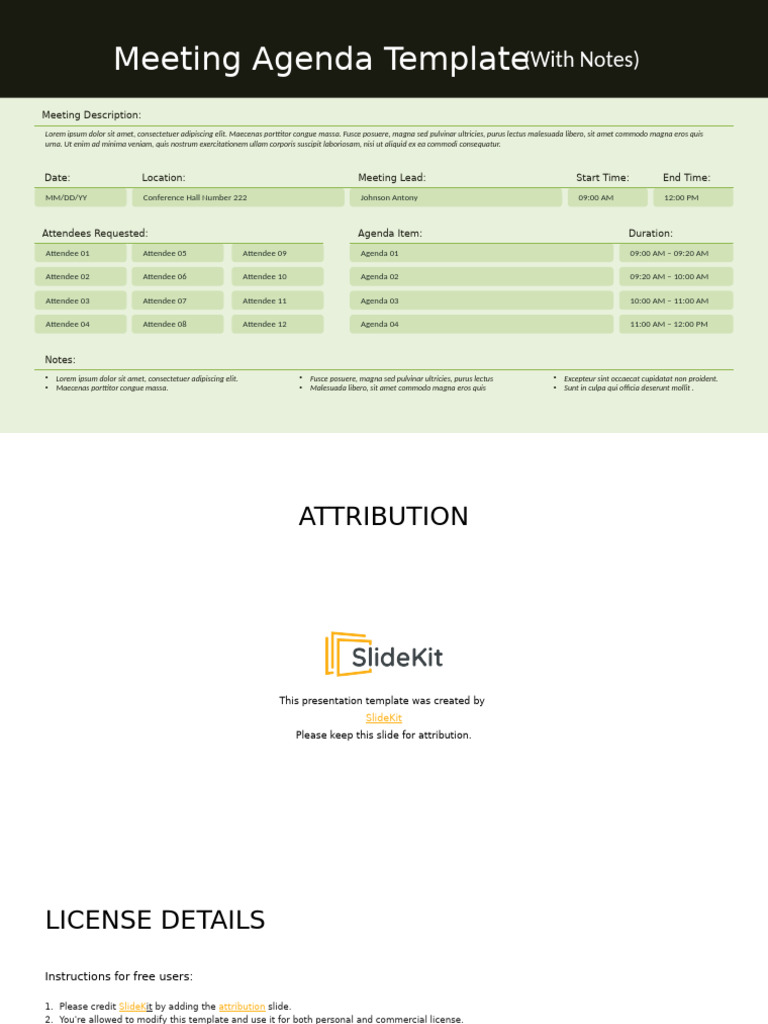 SKT03595-Meeting Agenda Template With Notes | PDF
