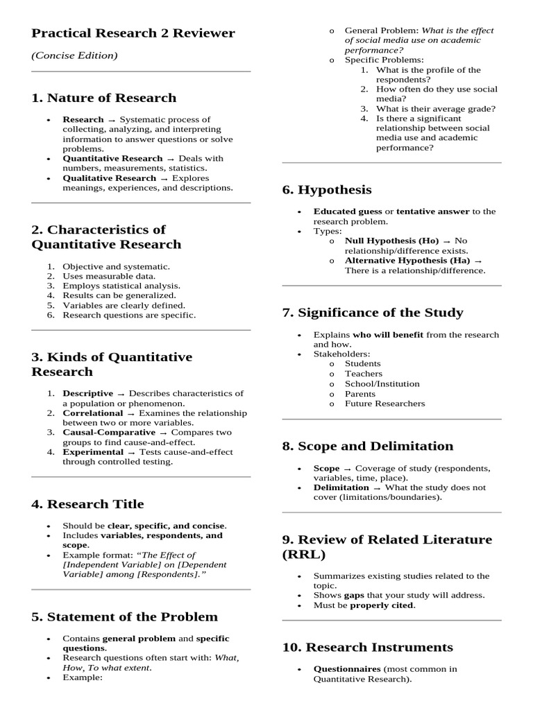 Practical Research 2 Reviewer | PDF | Statistics | Quantitative Research