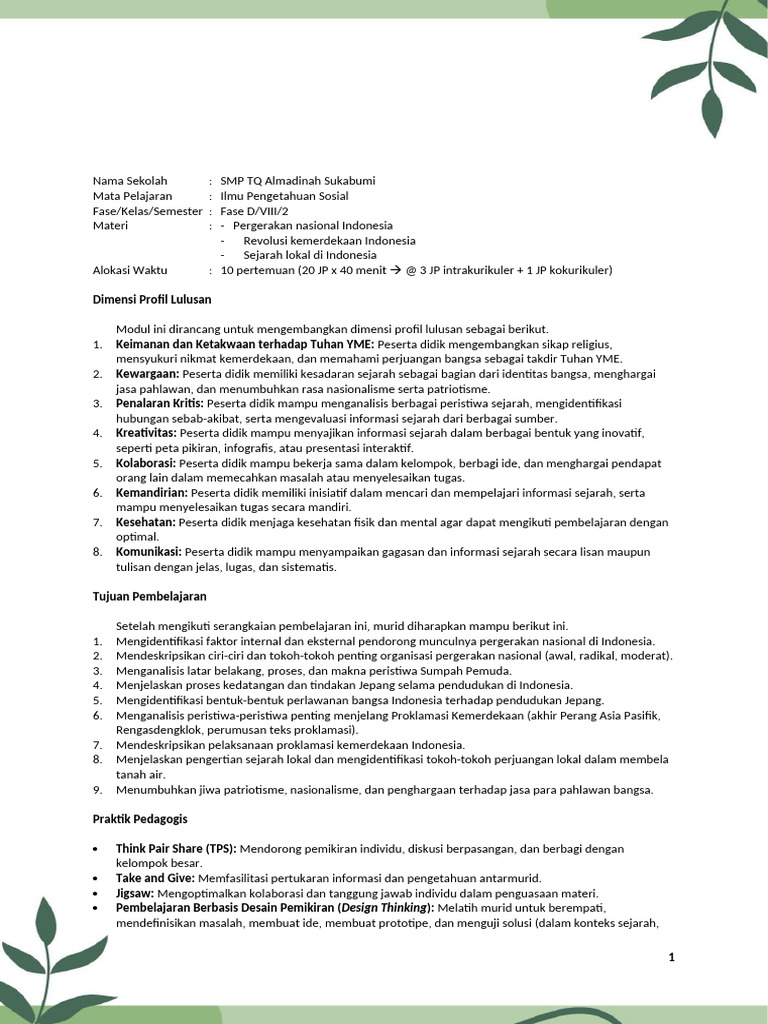 Modul Ajar PM 08 Ips 8 Smt2 2025-2026 (Anwark) Final | PDF