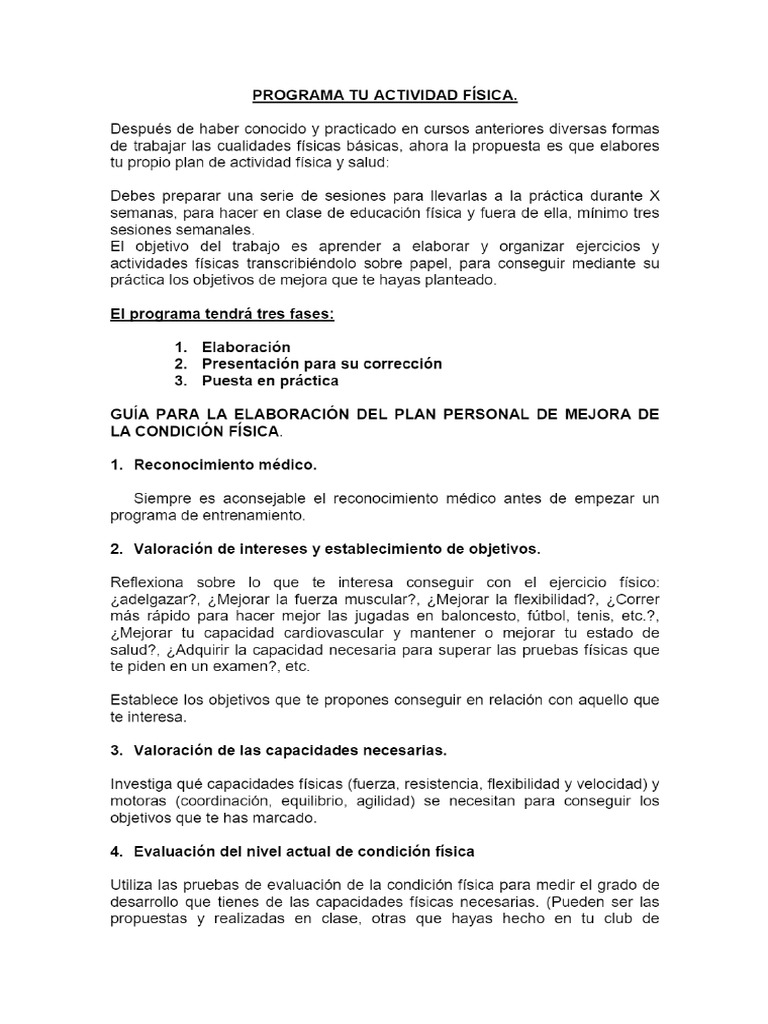 Programa Tu Actividad Física. - PDF Descargar Libre | PDF