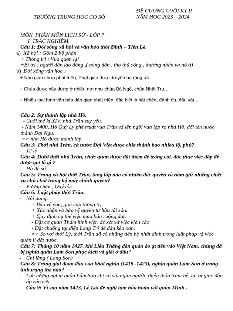 De Cuong Lich Su 123 | PDF