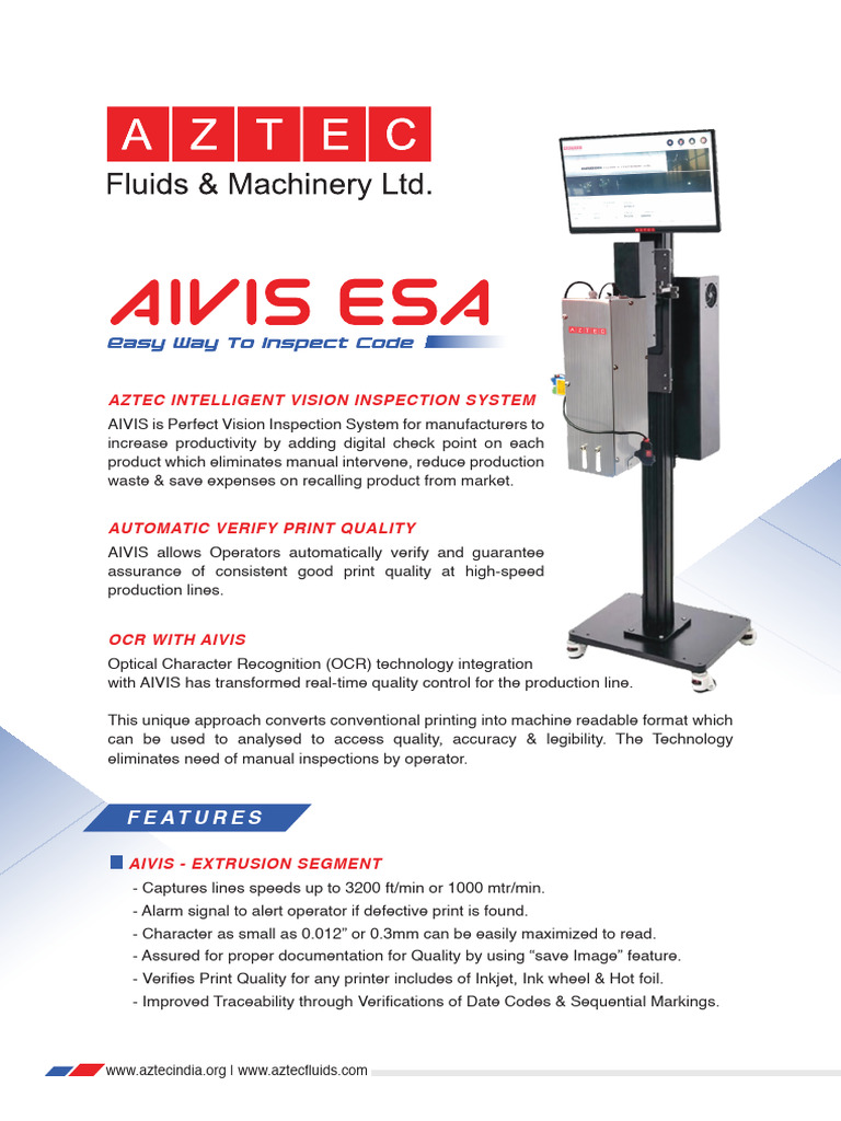 Aztec AIVIS ESA Brochure v1.0 | PDF | Optical Character Recognition | Computing