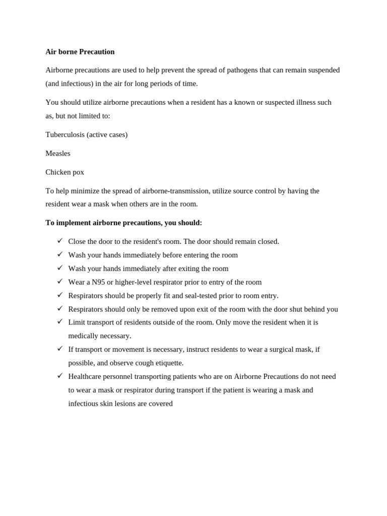 Airborne Precaution Policy | PDF