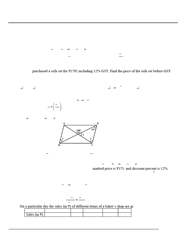 Class VIII Mathematics Practice Questions | PDF | Elementary Geometry ...