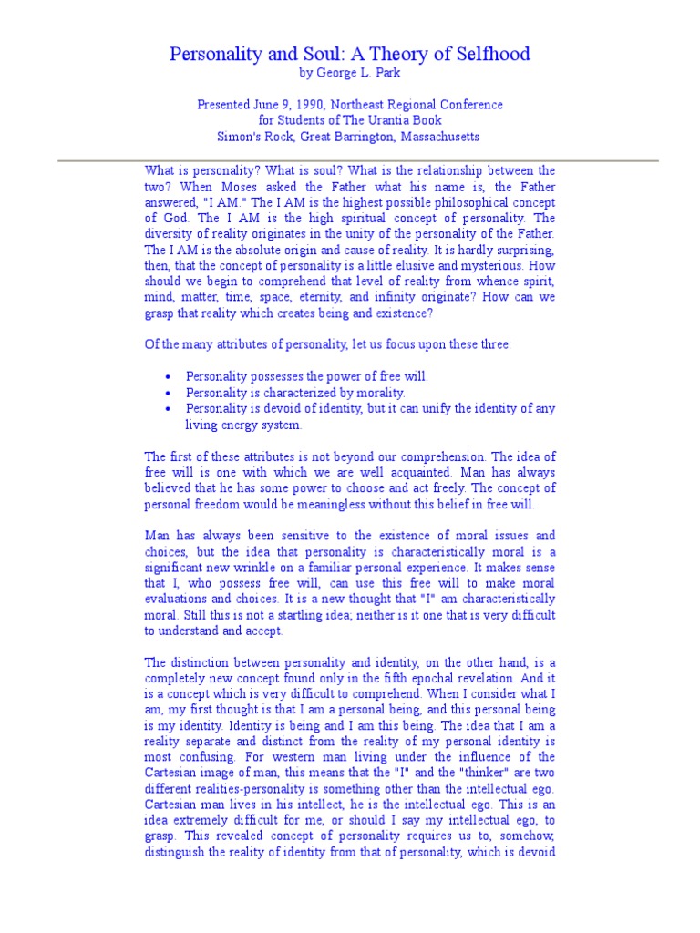 Personality and Soul | PDF | Free Will | Soul