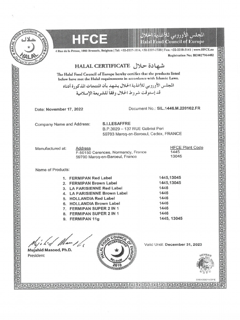 Certificat Halal | PDF