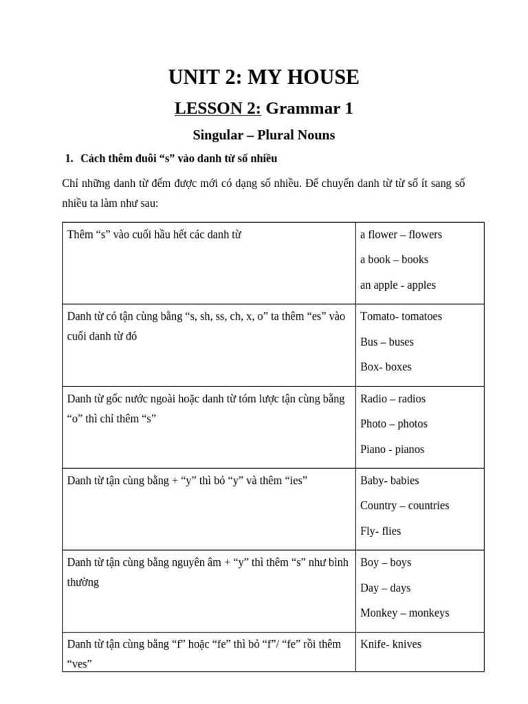 L2 Grammar Singular, Plural Nouns Formula | PDF