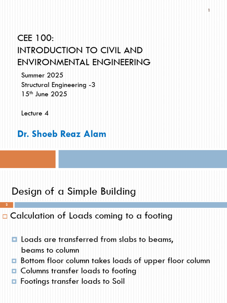 CE100 Lec 4 Struc 3 - 3695743 | PDF | Column | Beam (Structure)