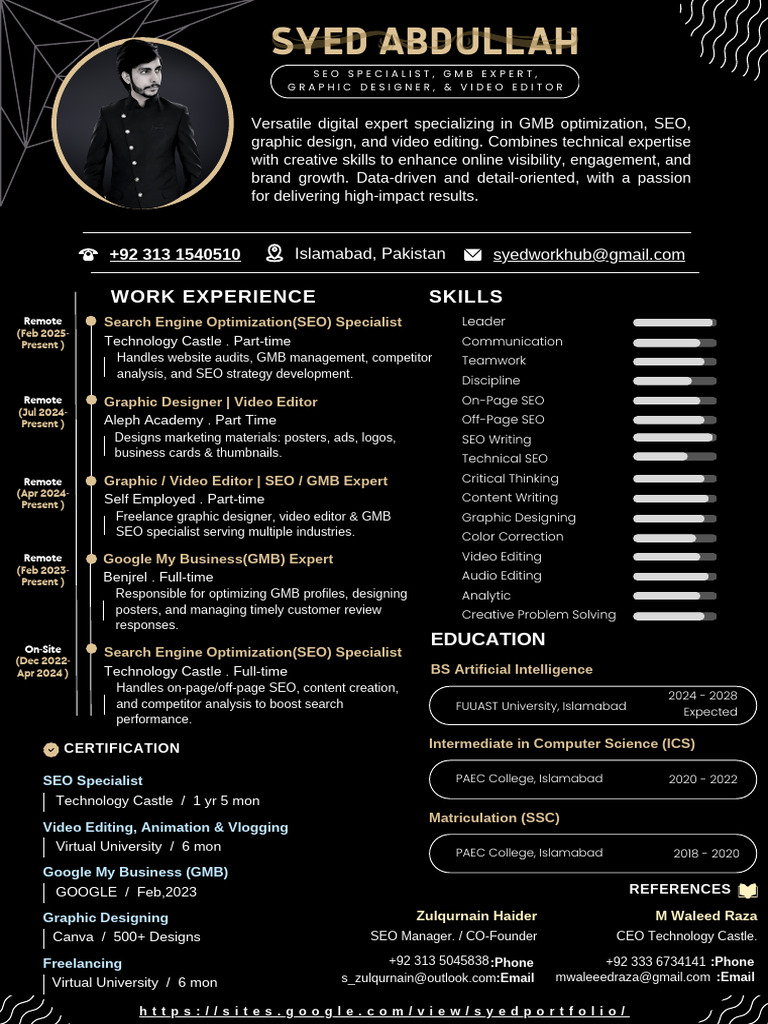Syed Abdullah CV 2025 (1) | PDF | Graphic Design | Computing