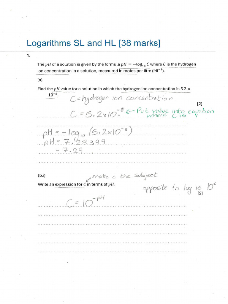 Logarithms PDF Answers | PDF
