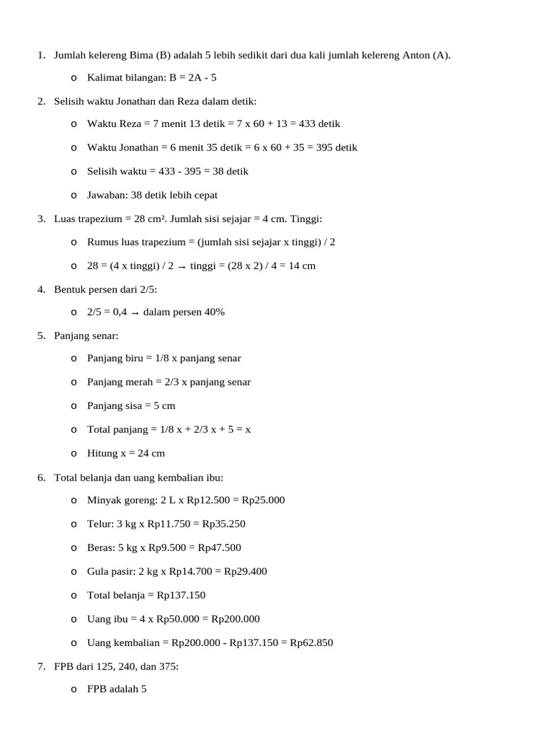 Jawaban Soal Try Out 1 | PDF