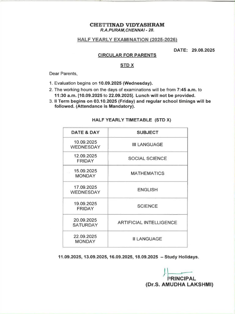 STD X Halfyearly TT 2025 26 | PDF